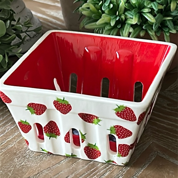 Accents | New Modern Farmhouse Red White Strawberry Ceramic Berry ...